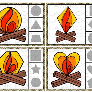 2D Shapes Flashcards Campfire Theme, Geometric Shape Task Cards, Shapes ...