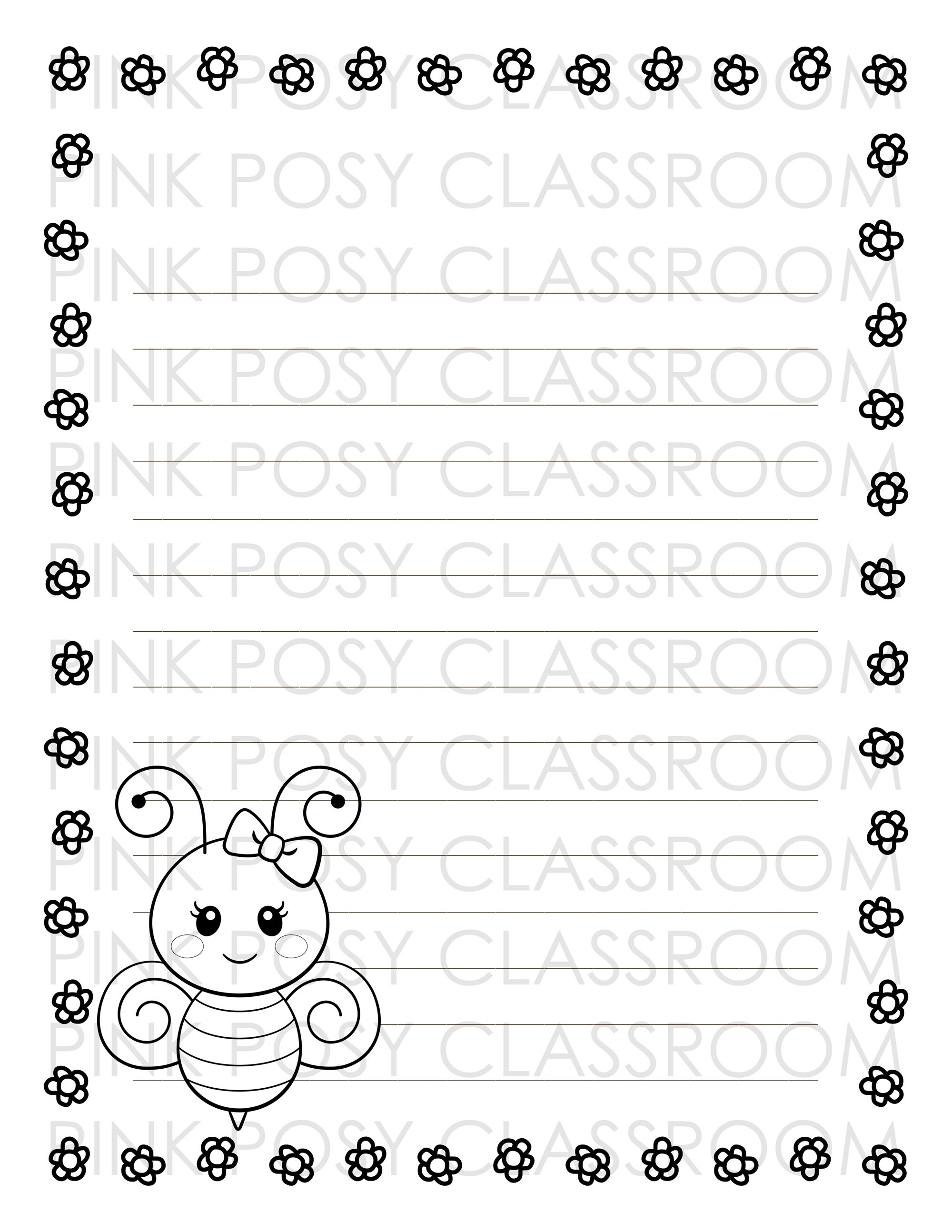 Bee Writing Paper, Bee Stationery, Bee Printable Paper, Bee Lined Paper ...