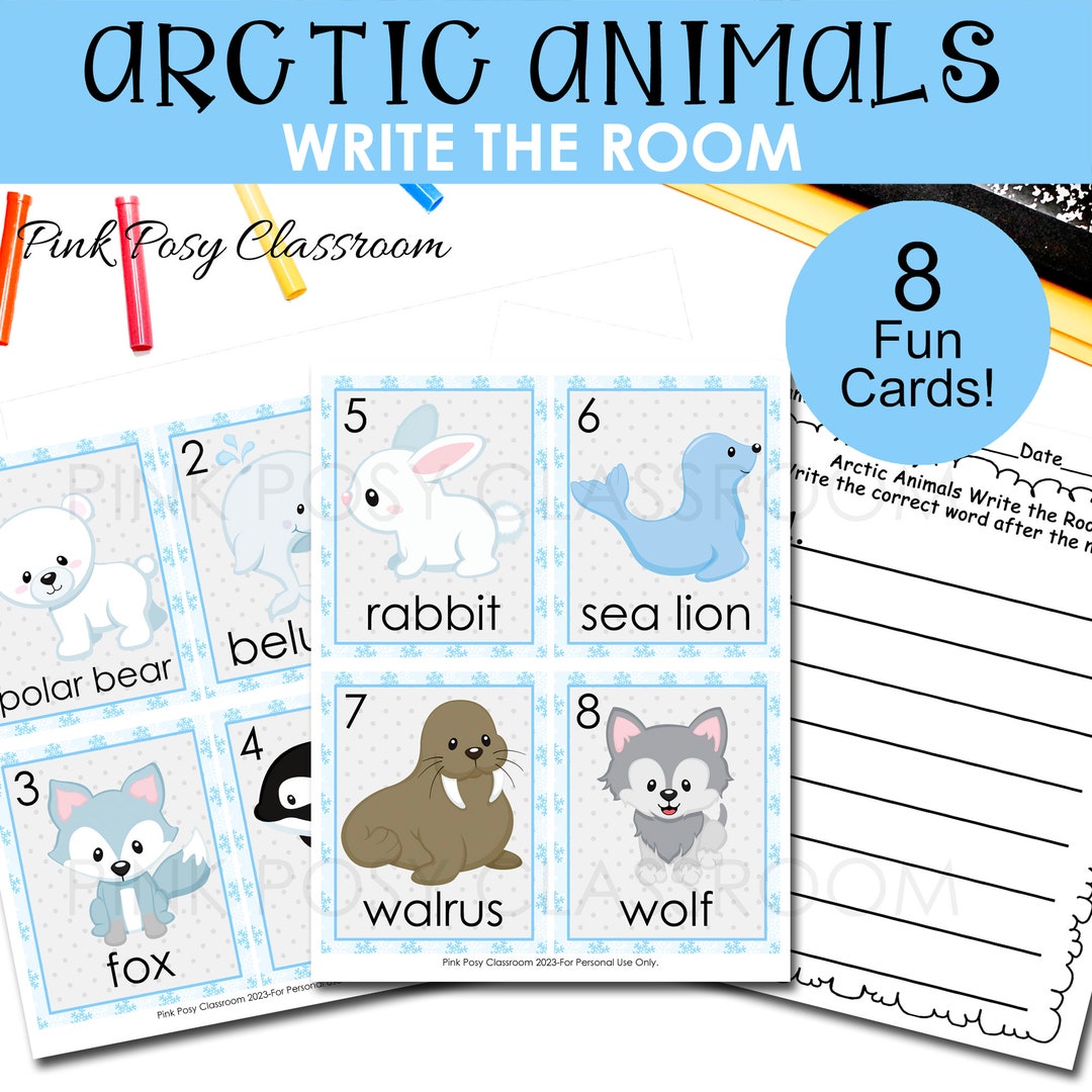 Arctic Animals Vocabulary Cards, Arctic Animal Printable, Literacy ...