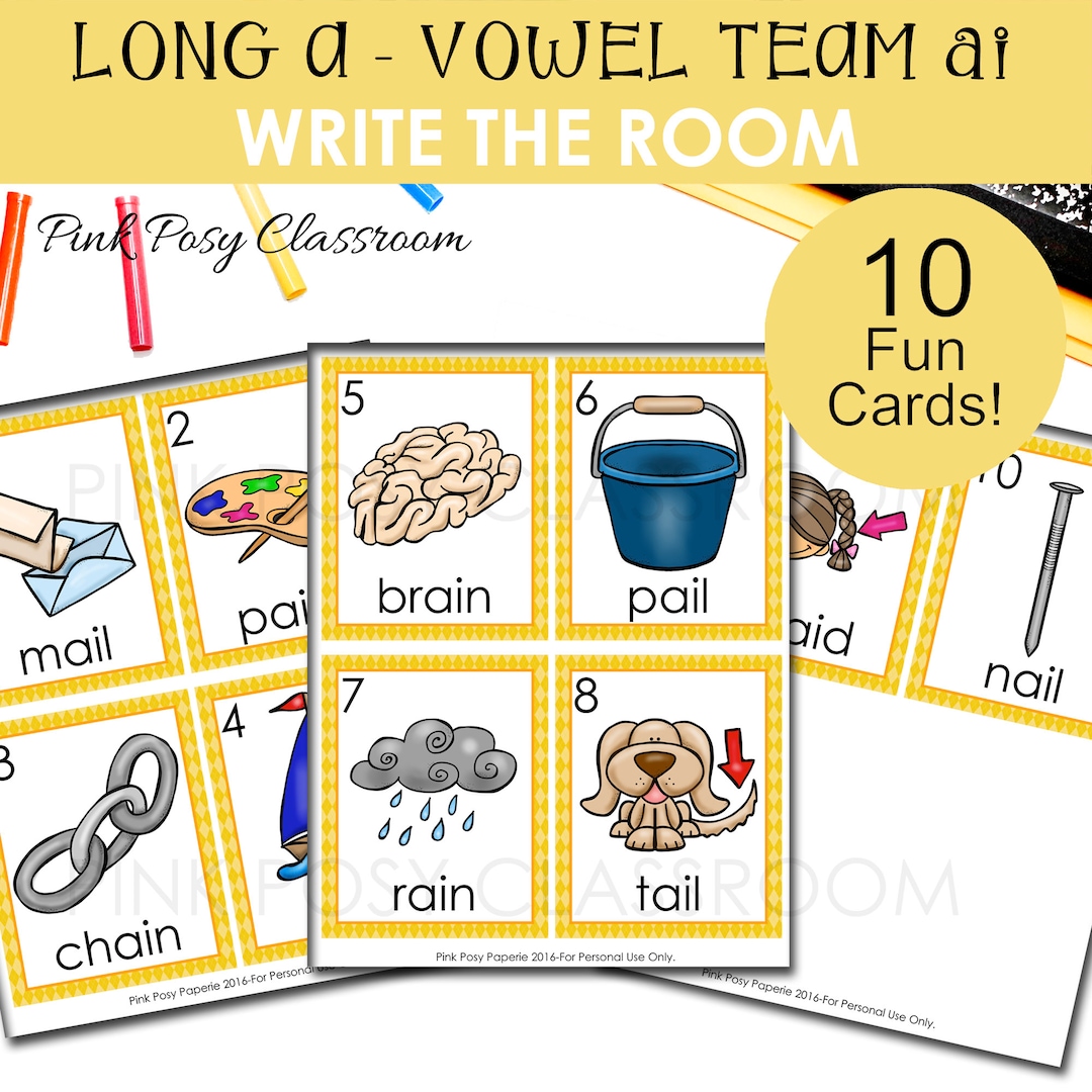 Long Vowels Vocabulary Cards, Vowel Worksheet, Long A Vowel Team Ai ...
