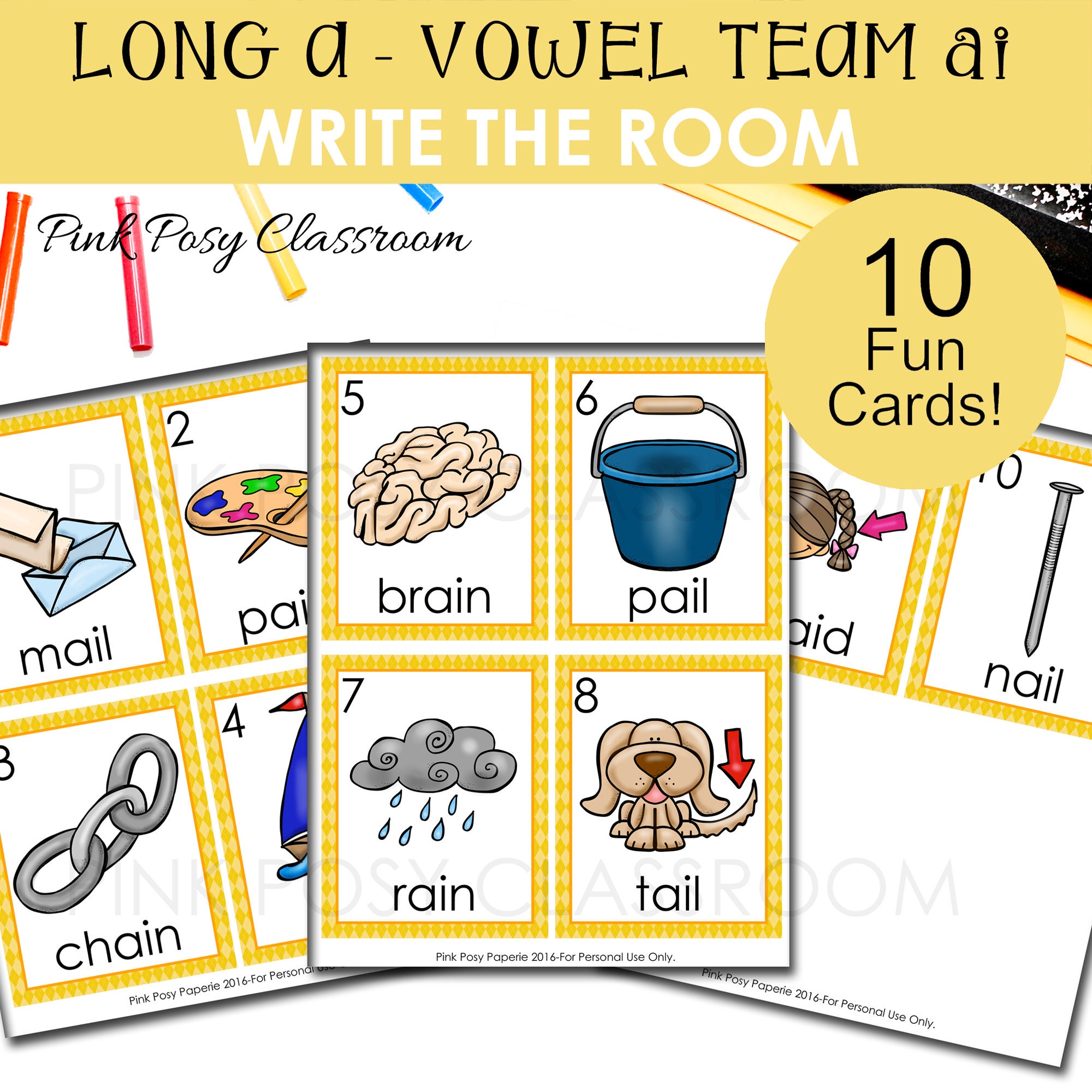 Long Vowels Vocabulary Cards, Vowel Worksheet, Long A Vowel Team Ai ...