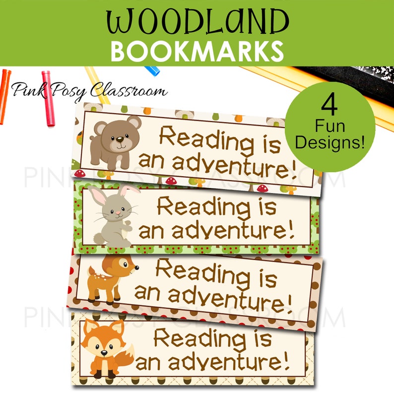 Woodland Bookmarks, Printable Bookmarks for Kids, Printable Bookmark ...