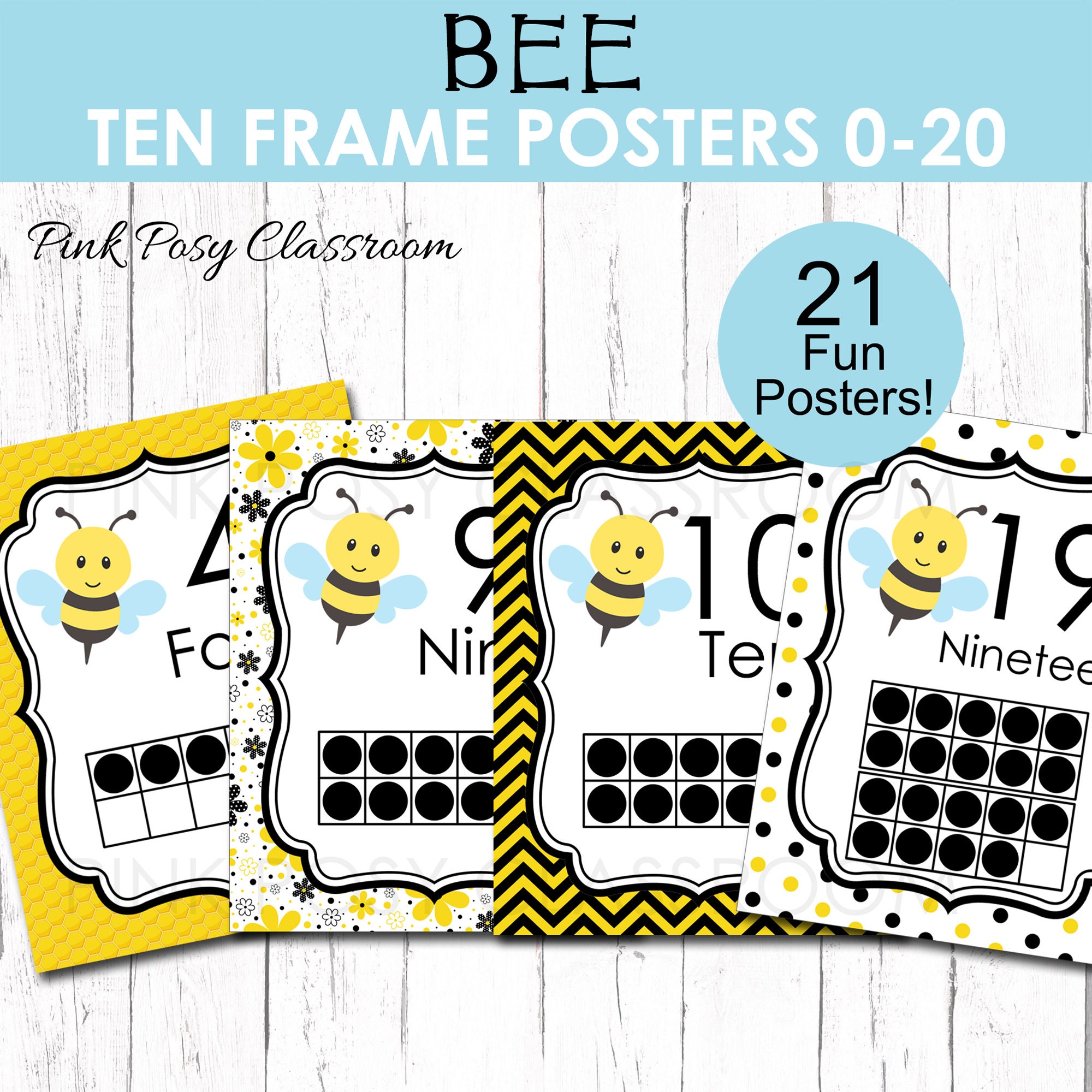 Bee Ten Frame Posters, Classroom Number Display, Math Activity ...