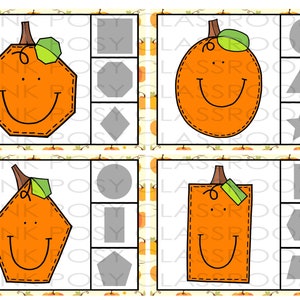 2D Shapes Flashcards Pumpkin, Pumpkin Shapes Clip Cards, Shapes ...