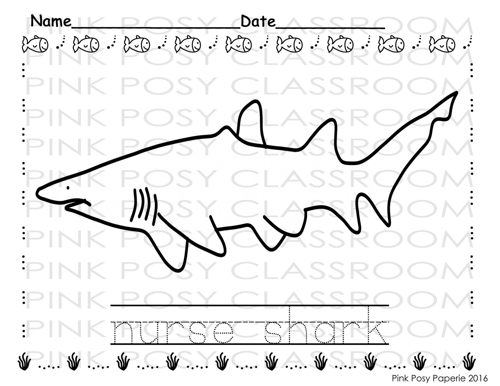 Shark Coloring Pages, Color and Trace the Letters, Printable Shark ...
