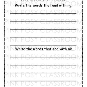 Consonant Blends Vocabulary Cards, Blends Ng & Nk Printable, Blends ...