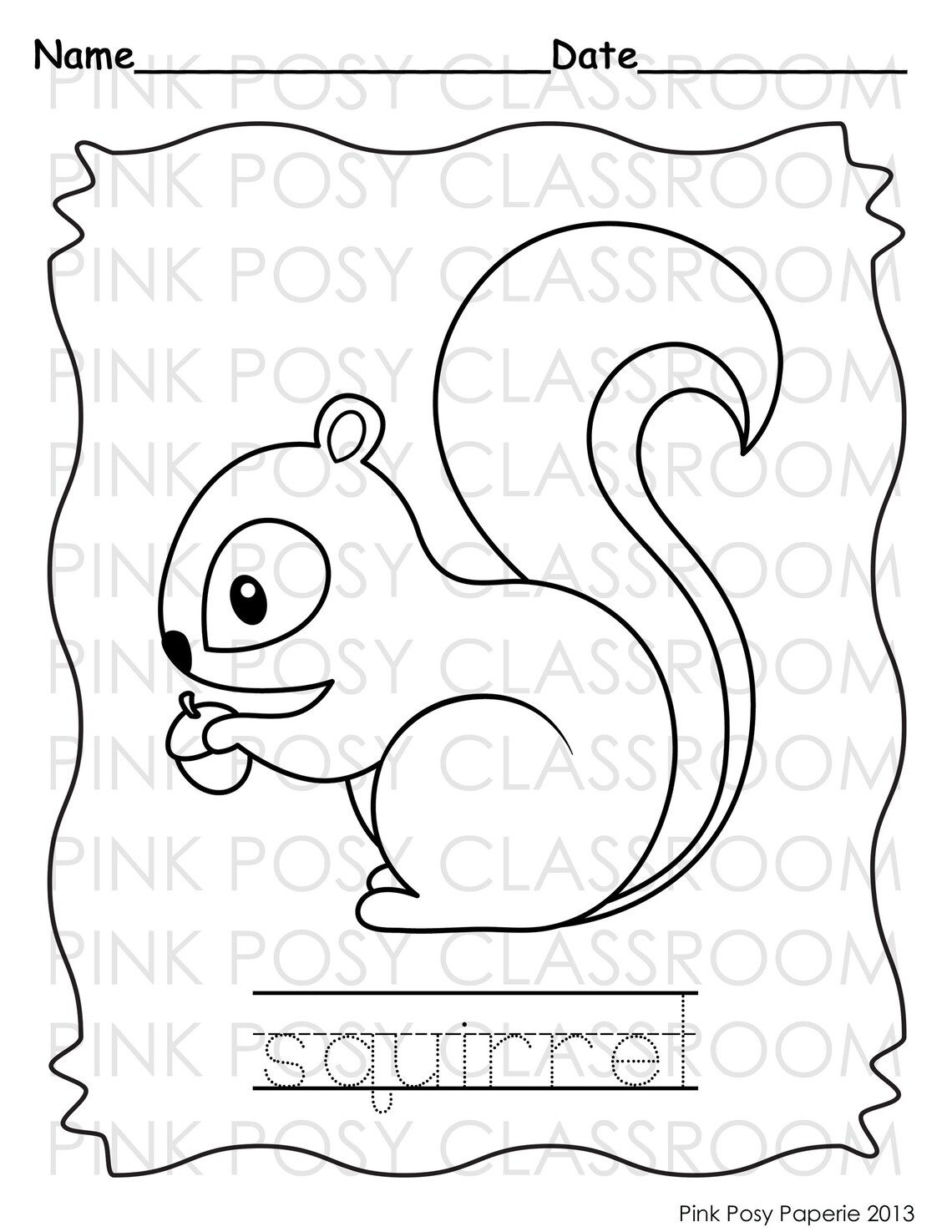 Woodland Animals Coloring Pages, Color and Trace the Word, Woodland ...