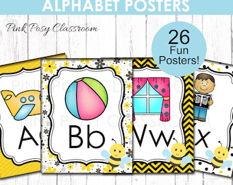 Alphabet Posters for the Classroom Sunflower Farmhouse - Etsy