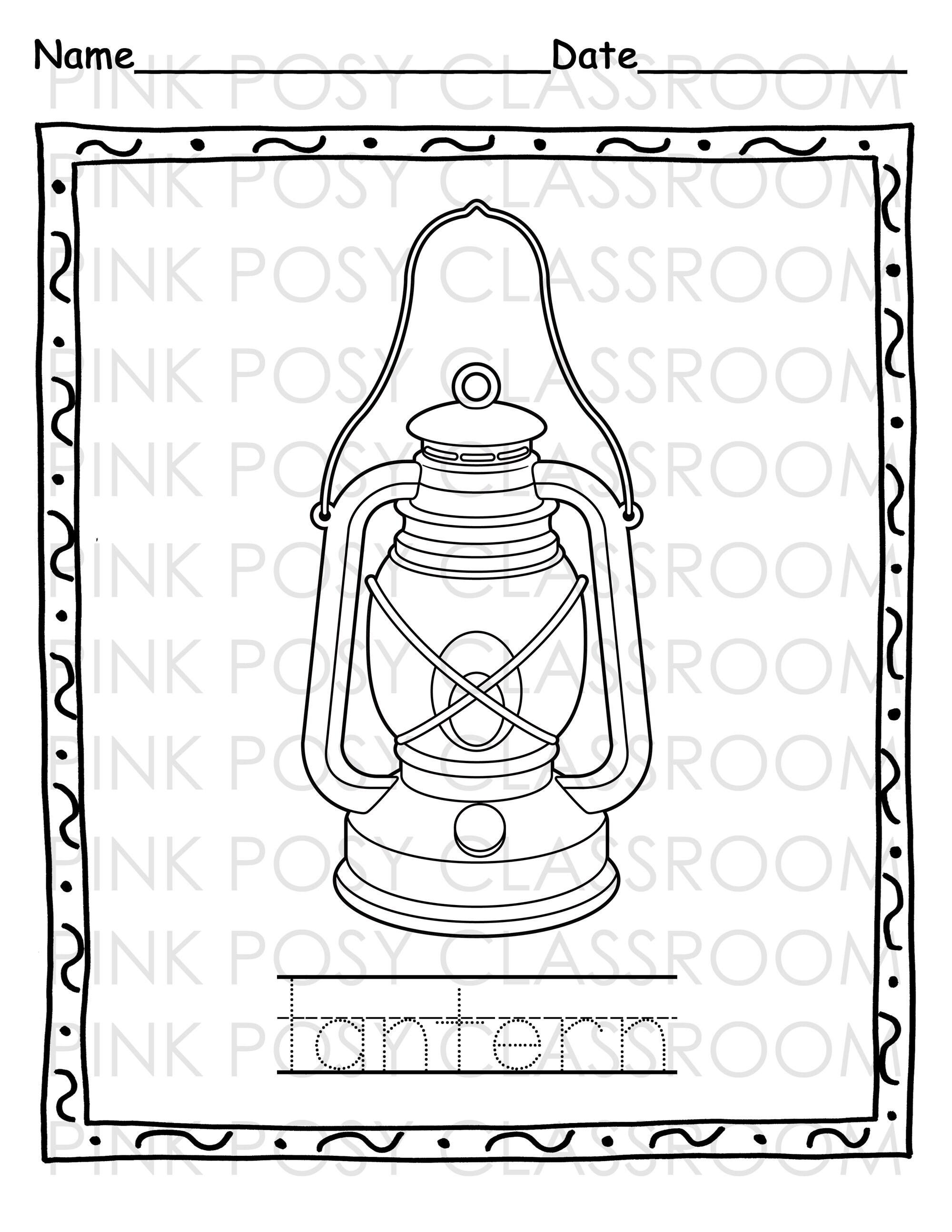 Camping Coloring Pages, Color and Trace the Word, Camping Activities ...