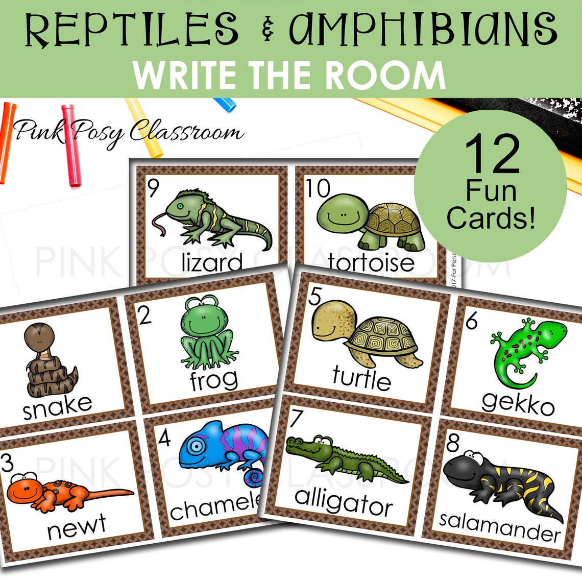 Reptiles Vocabulary Cards, Reptiles and Amphibians Printable, Literacy ...