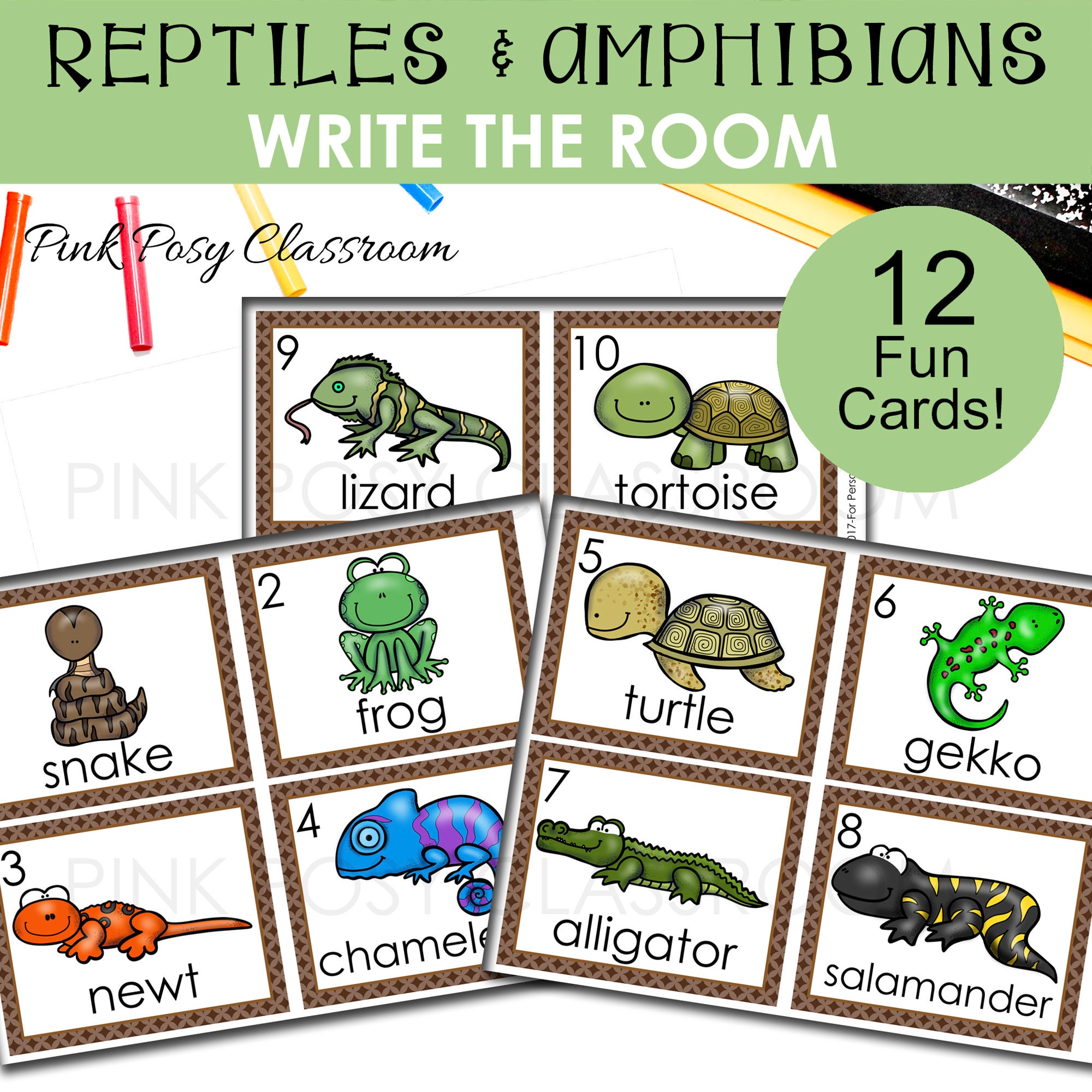 Reptiles Vocabulary Cards, Reptiles and Amphibians Printable, Literacy ...