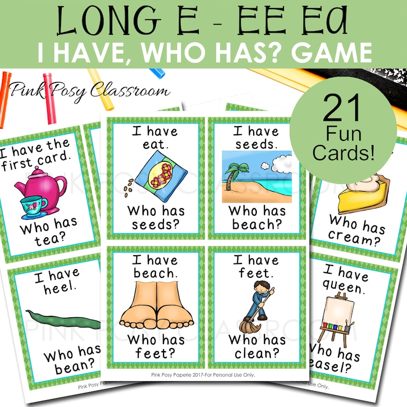 Long E Vowel Teams, I Have Who Has Card Game, Ee and Ea Words, Long ...