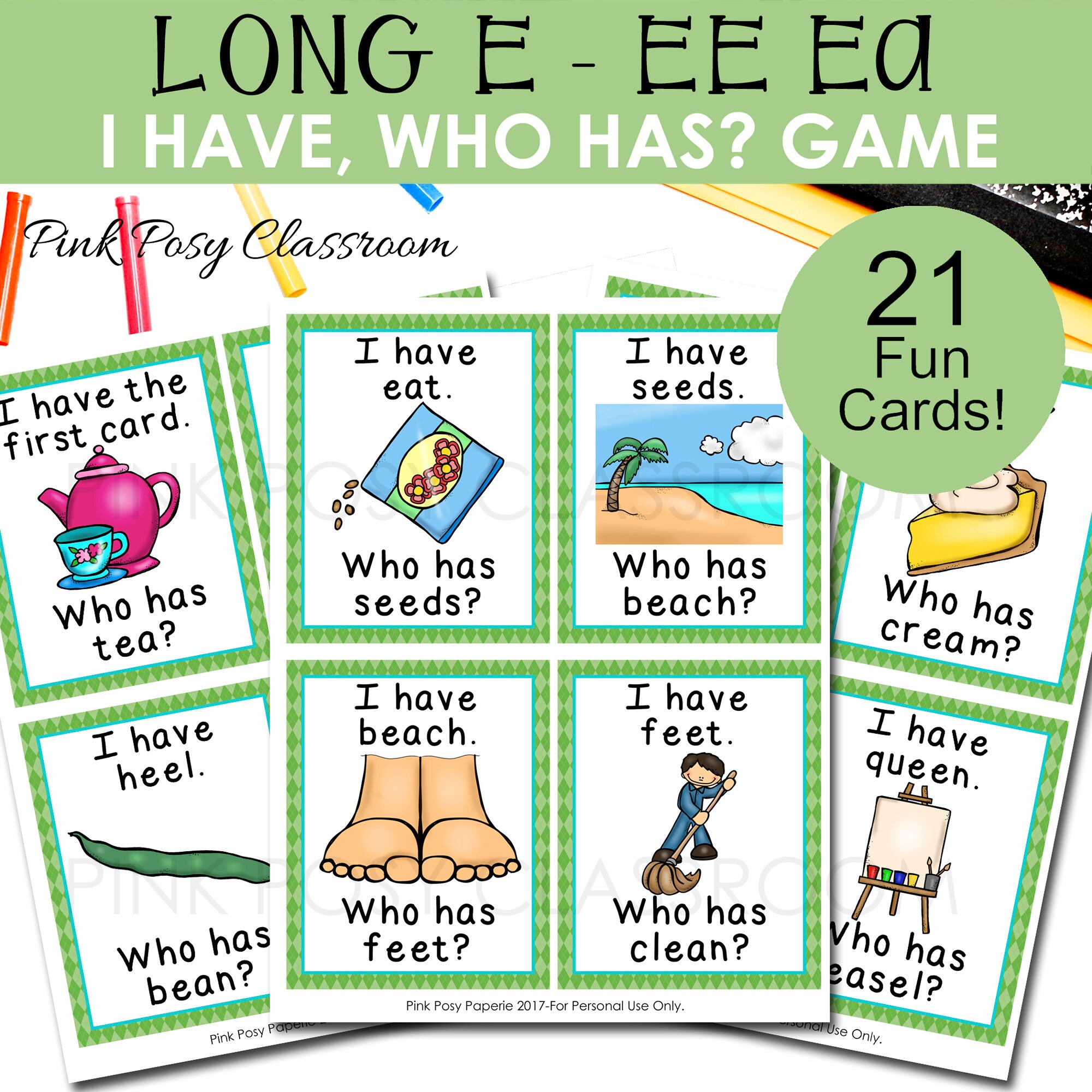 Long E Vowel Teams, I Have Who Has Card Game, Ee and Ea Words, Long ...