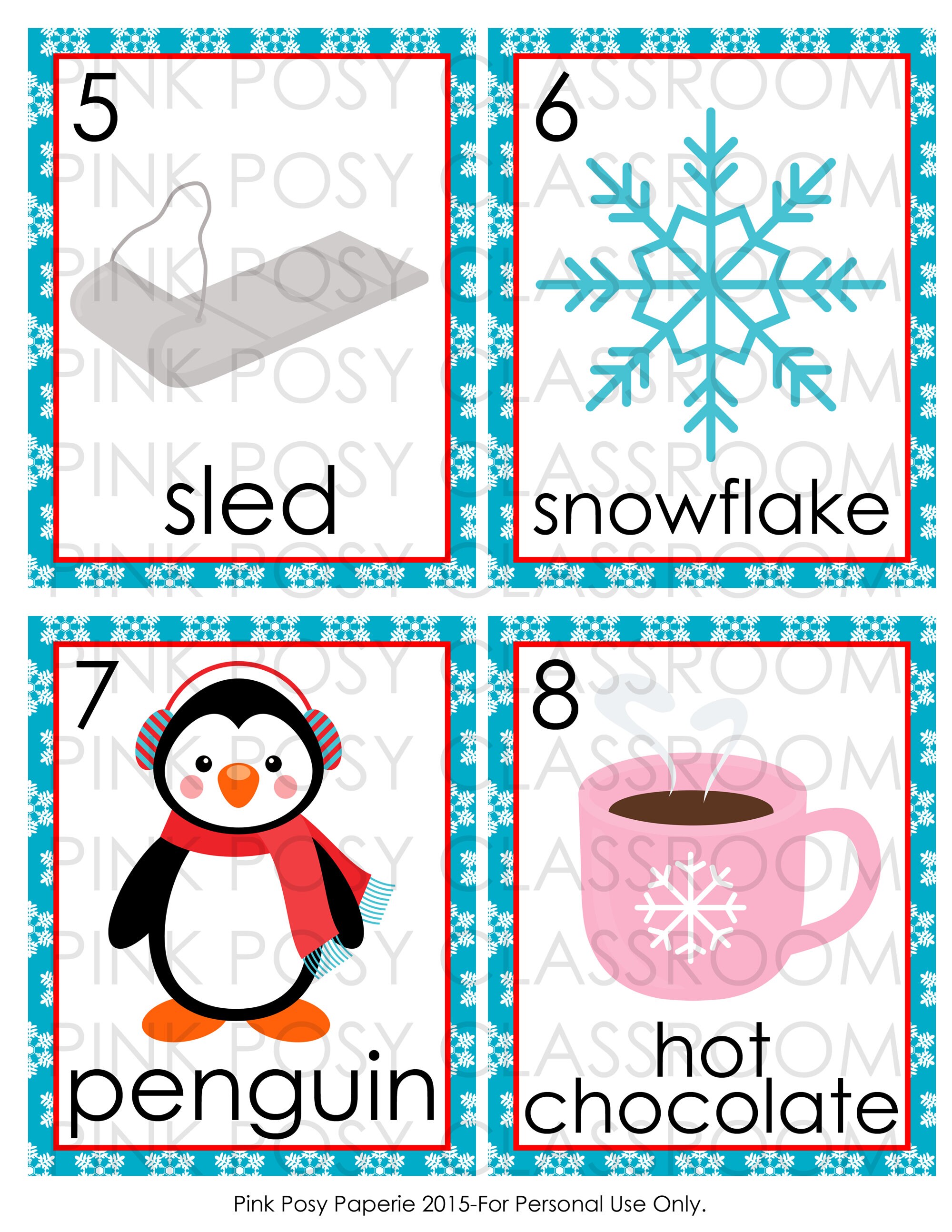 Winter Vocabulary Cards Winter Printable Literacy Center - Etsy