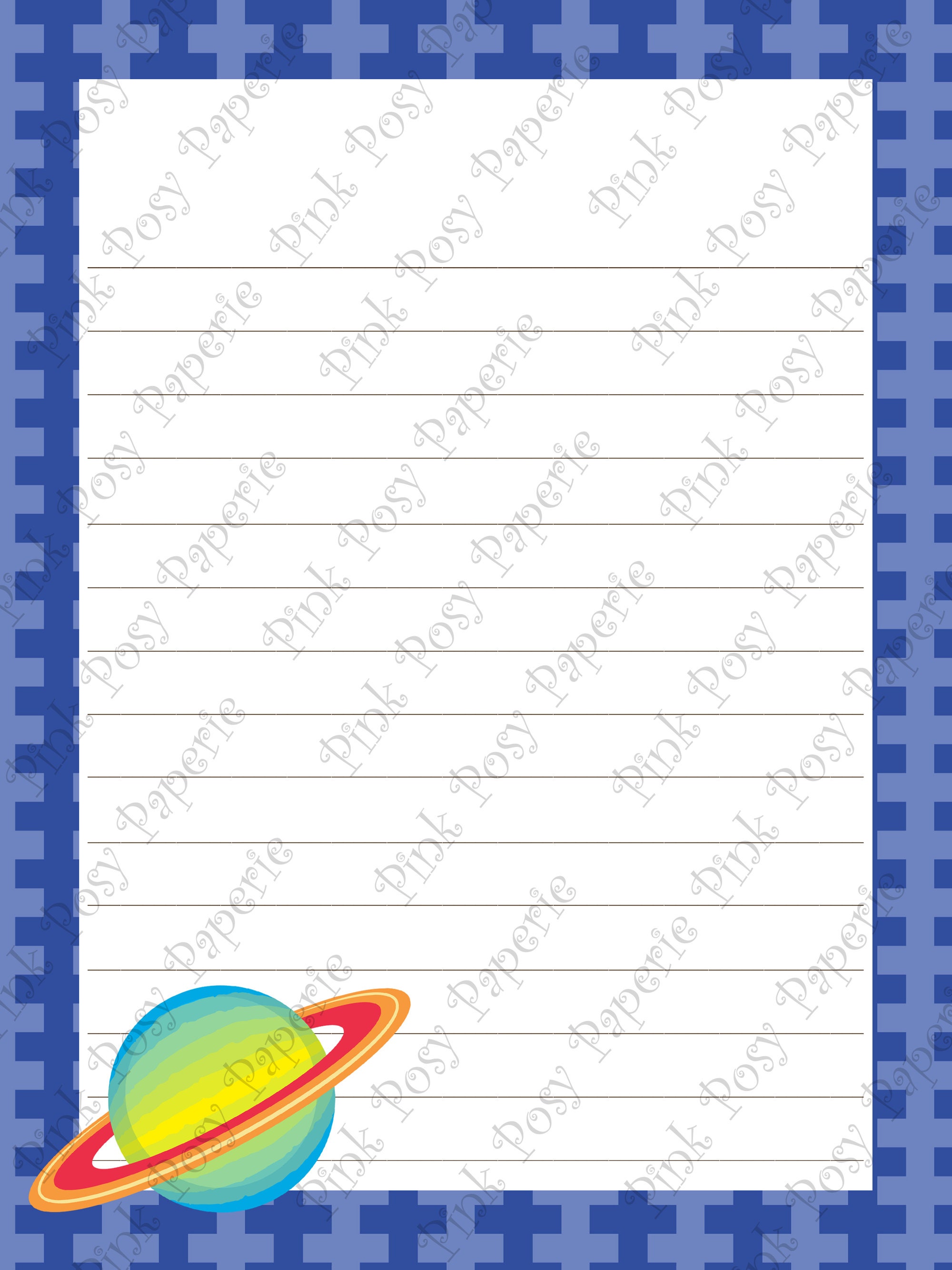 Outerspace Writing Paper, Outer Space Printable Paper, Lined Paper ...