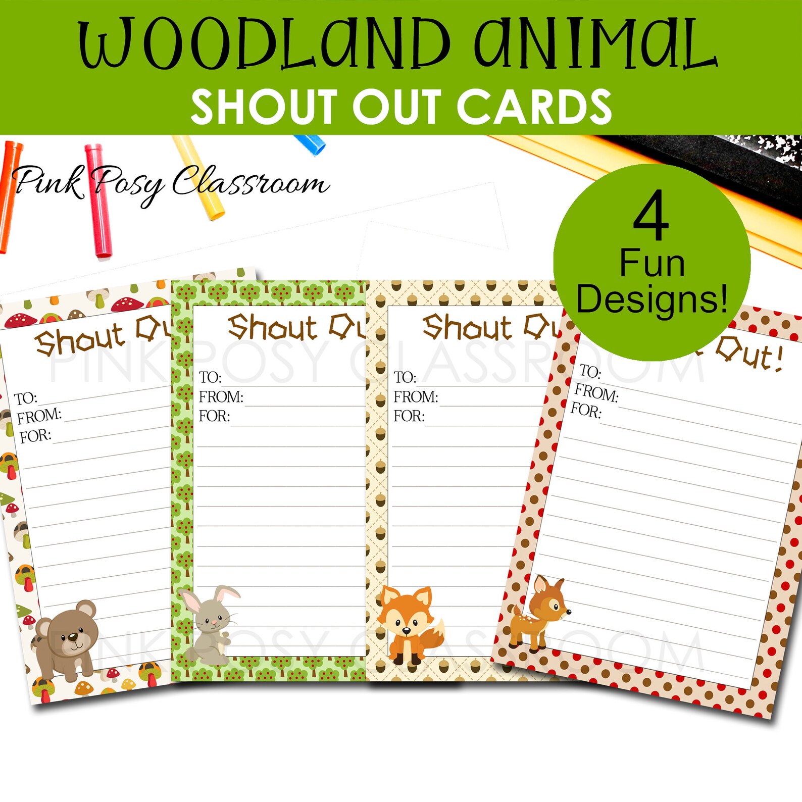 Shout Out Cards Notes From Teacher Student Rewards Woodland - Etsy