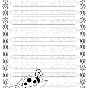 Ladybug Writing Paper, Ladybug Stationery, Printable Paper, Lined Paper ...