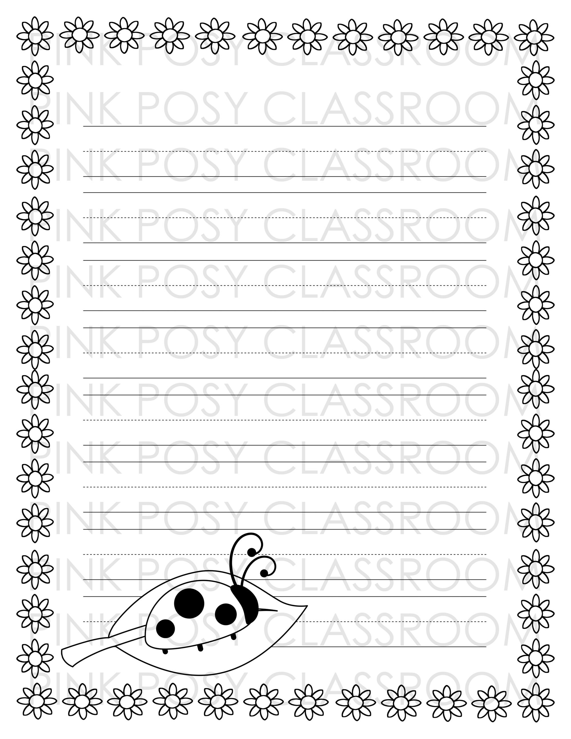 Ladybug Writing Paper, Ladybug Stationery, Printable Paper, Lined Paper ...