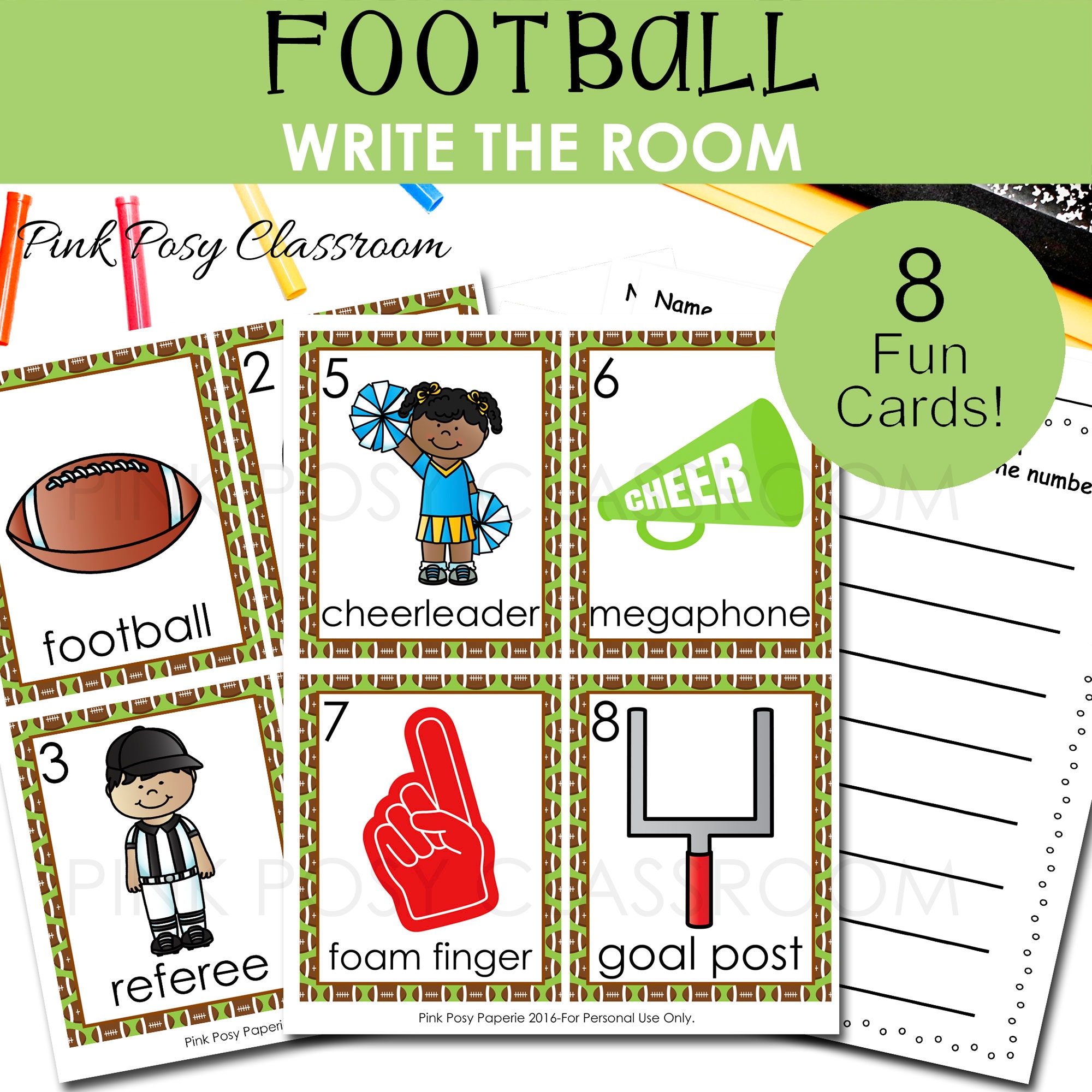 Football Vocabulary Cards, Football Printable, Literacy Center, Writing ...