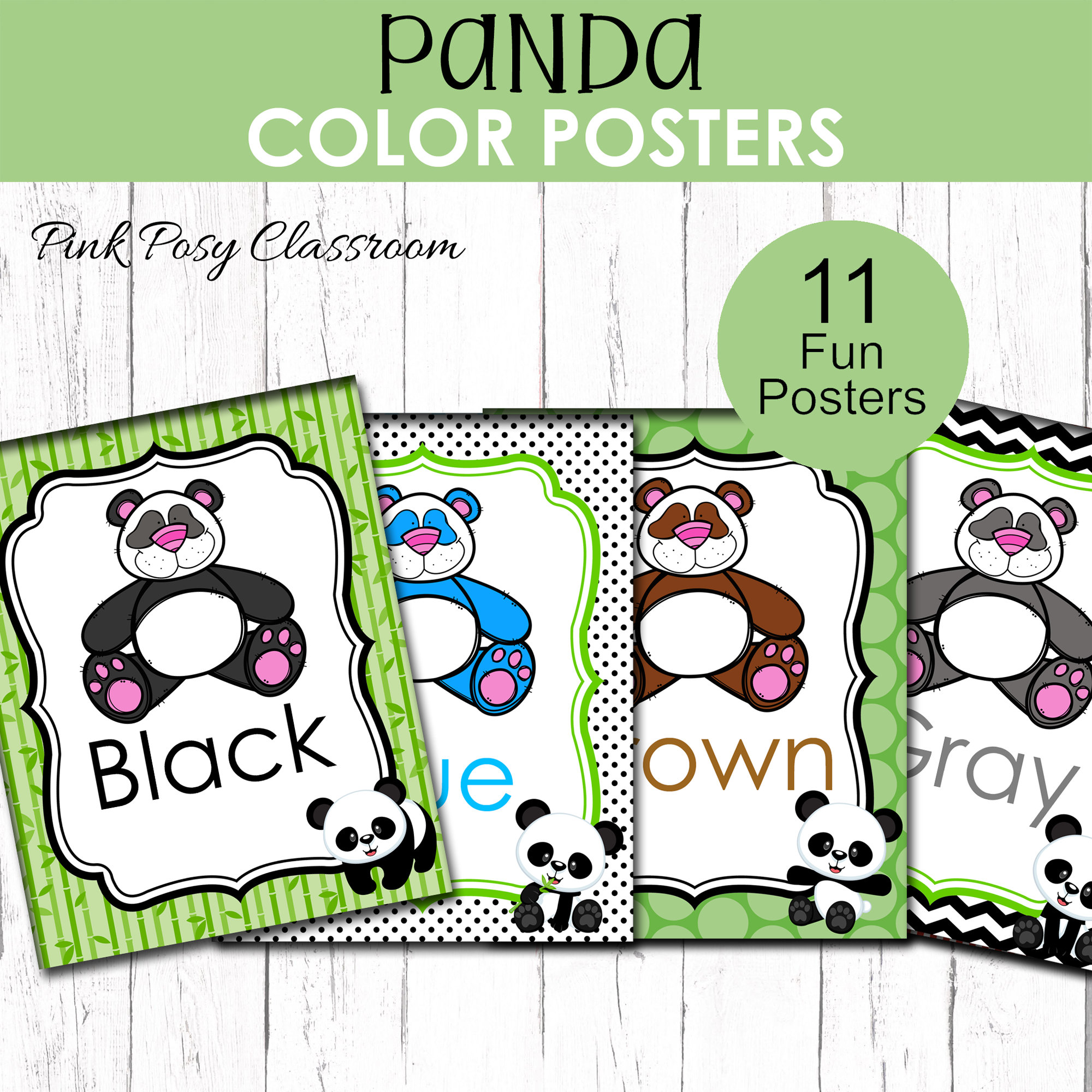 Panda Color Posters, Classroom Decor, Colors Recognition, Printable ...