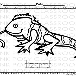 Reptiles and Amphibians Coloring Pages, Color and Trace the Word ...