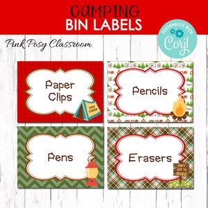 Camping Bin Labels, Editable Classroom Labels, Camper Classroom Decor ...