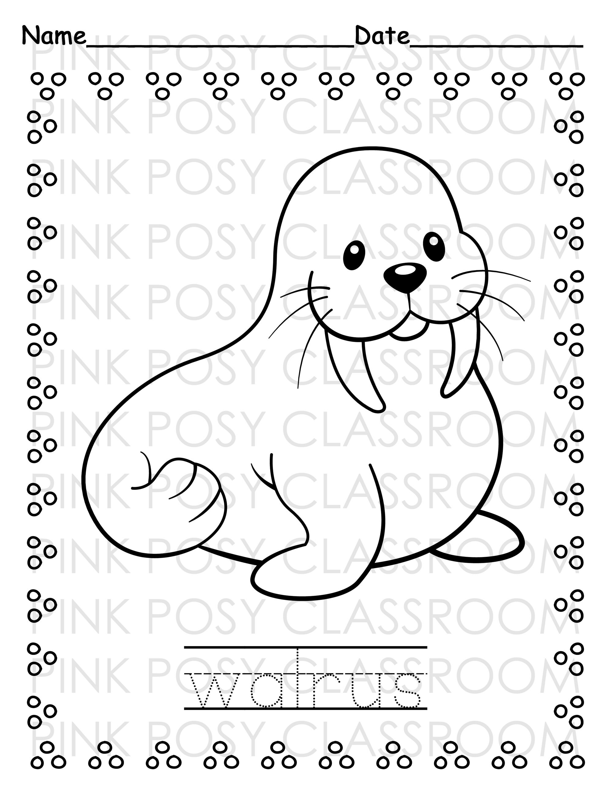 Arctic Animals Coloring Pages, Color and Trace the Word, Arctic Animals ...