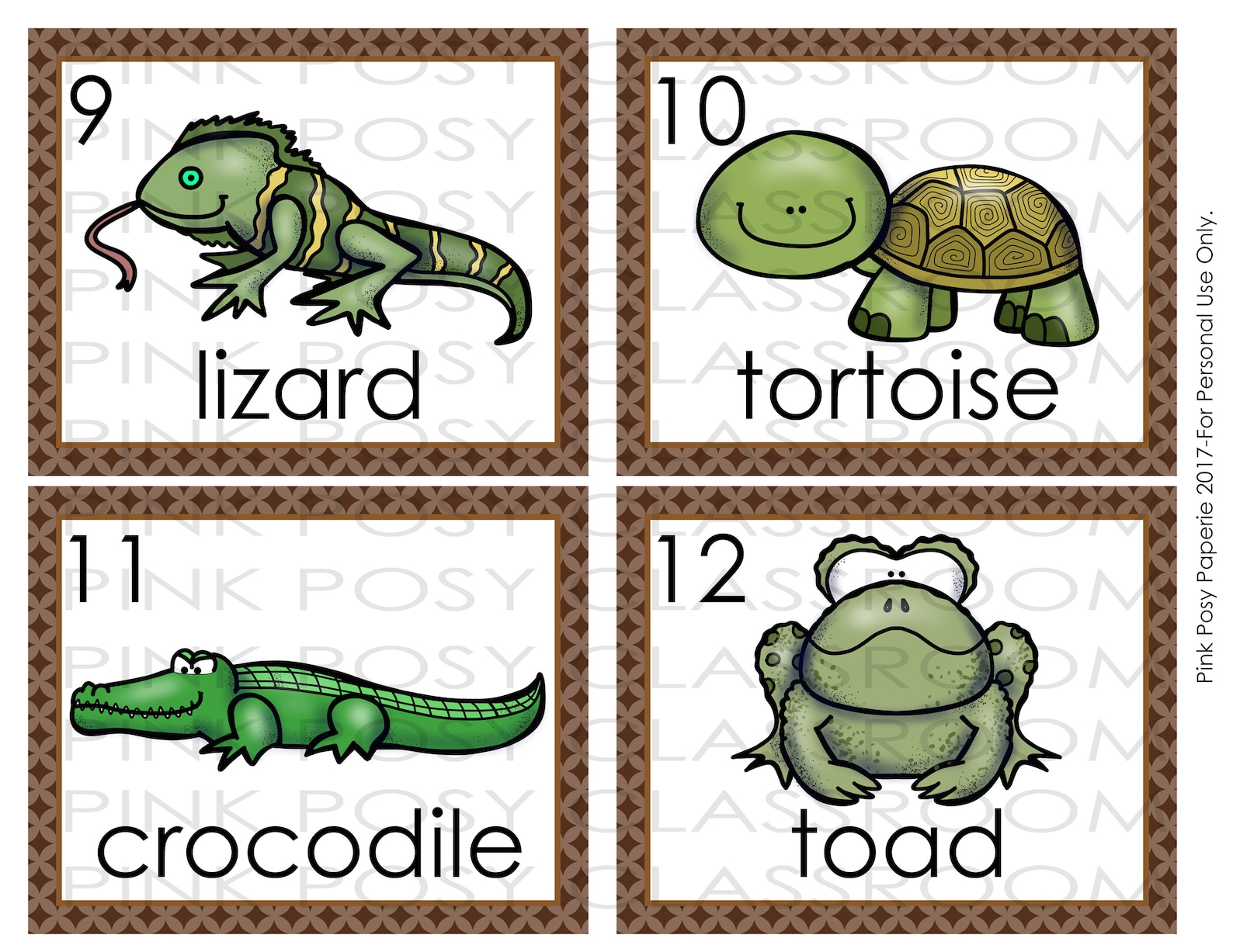 Reptiles Vocabulary Cards, Reptiles and Amphibians Printable, Literacy ...