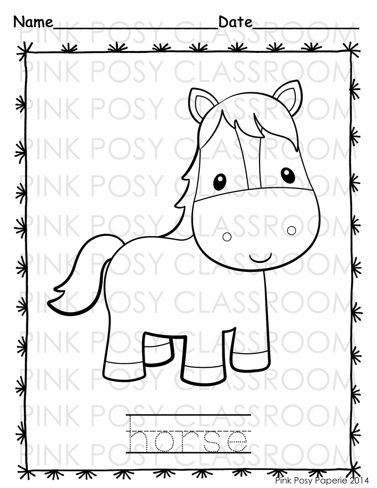 Farm Animals Coloring Pages, Color and Trace the Word, Farm Animals ...