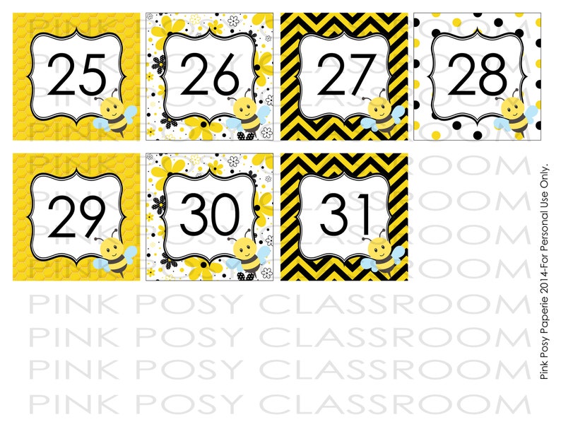Bee Calendar Set, Classroom Calendar Set, Classroom Decor, Number ...