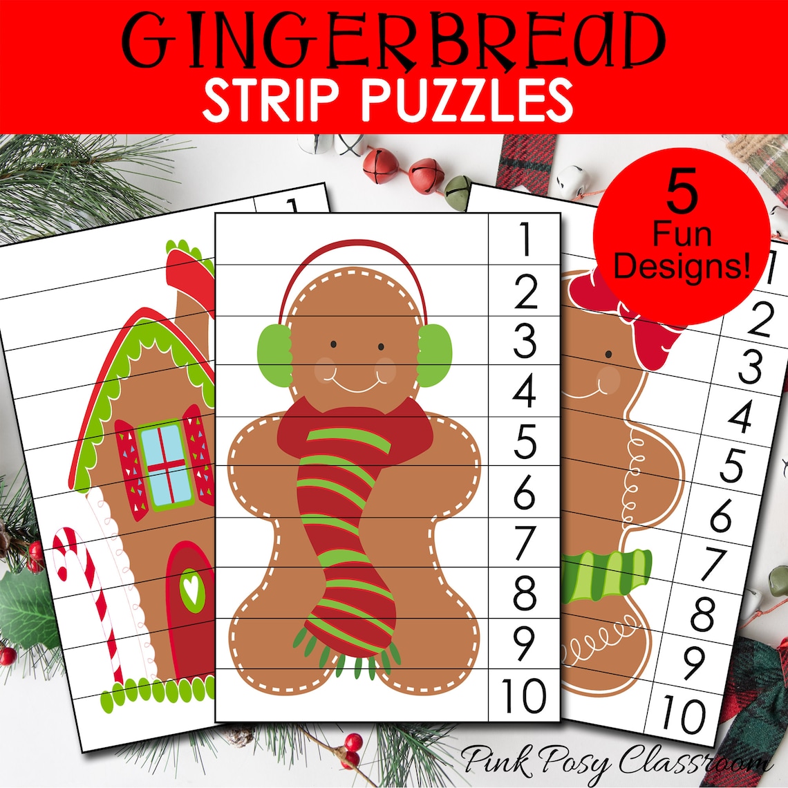 Gingerbread Puzzles, Christmas Number Puzzles, Classroom Games, Number ...