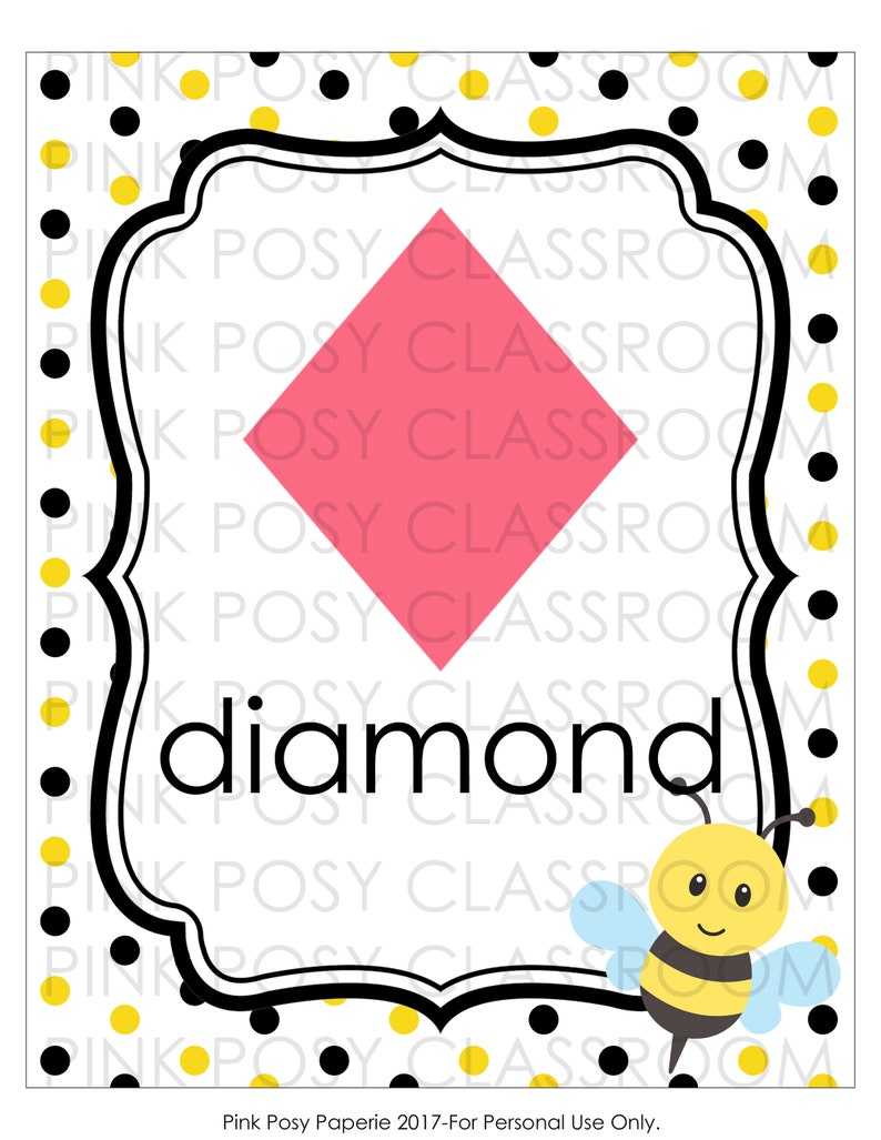 Bee Shape Posters, Classroom Decor, 2D Shape Posters, Printable Shape ...
