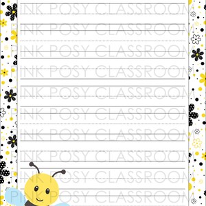 Bee Writing Paper, Bee Printable Paper, Bee Stationery, Bee Lined Paper ...