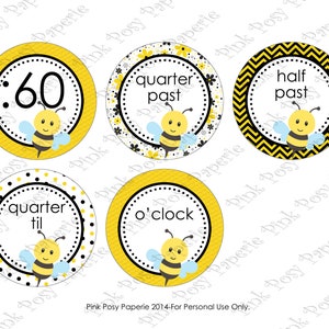 Clock Number Labels, Classroom Decor, Telling Time, Bee Theme, School ...
