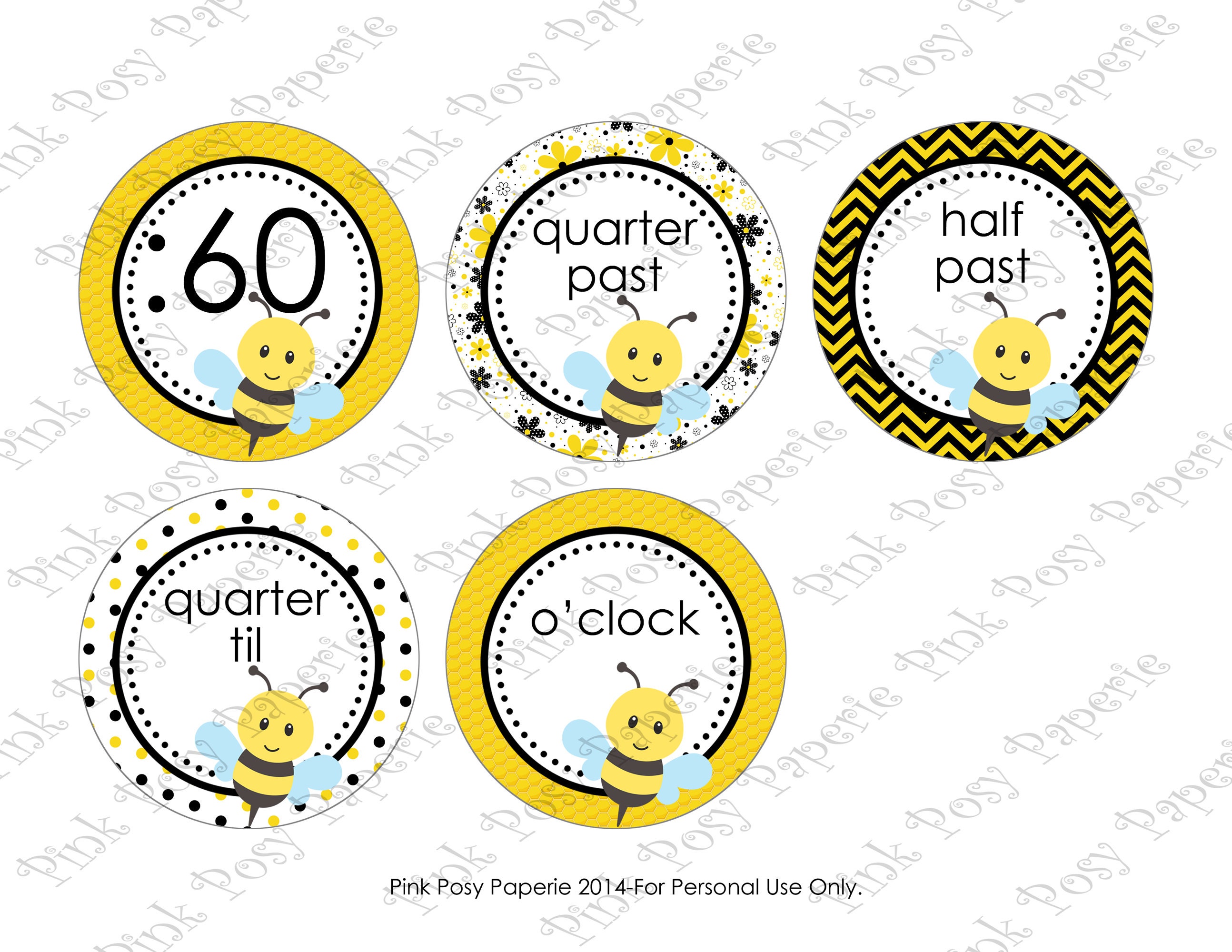 Clock Number Labels, Classroom Decor, Telling Time, Bee Theme, School ...