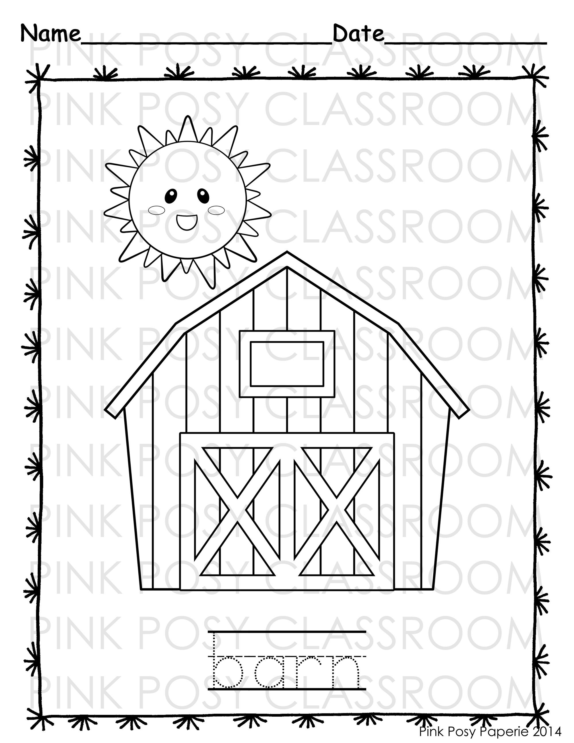 Farm Animals Coloring Pages, Color and Trace the Word, Farm Animals ...