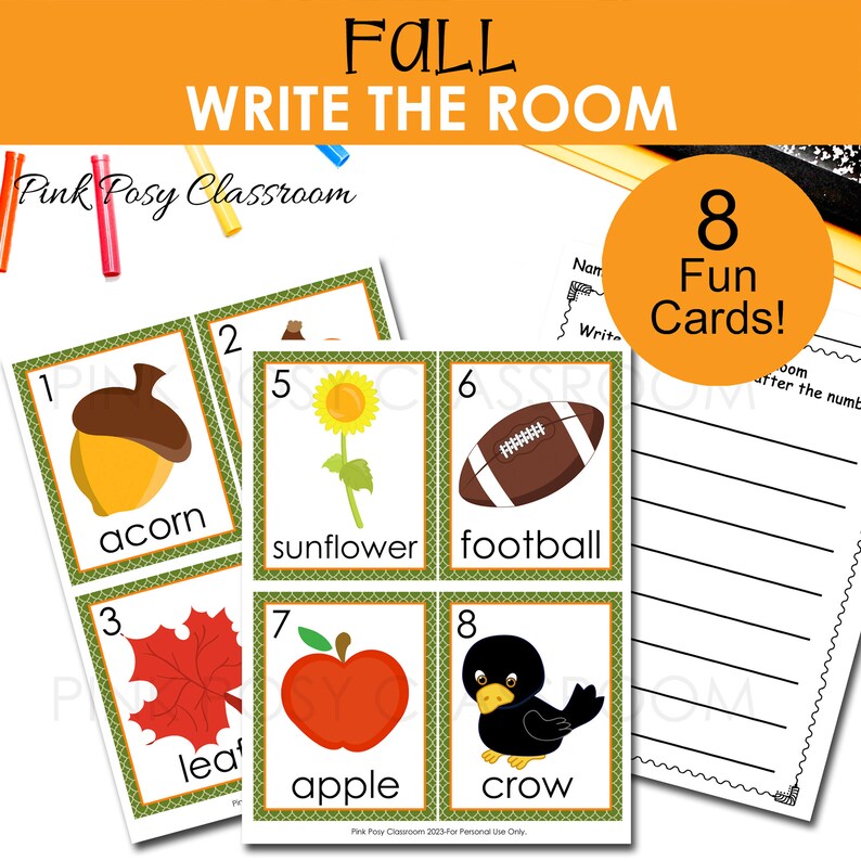 Fall Vocabulary Cards, Autumn Printable, Literacy Center, Writing ...