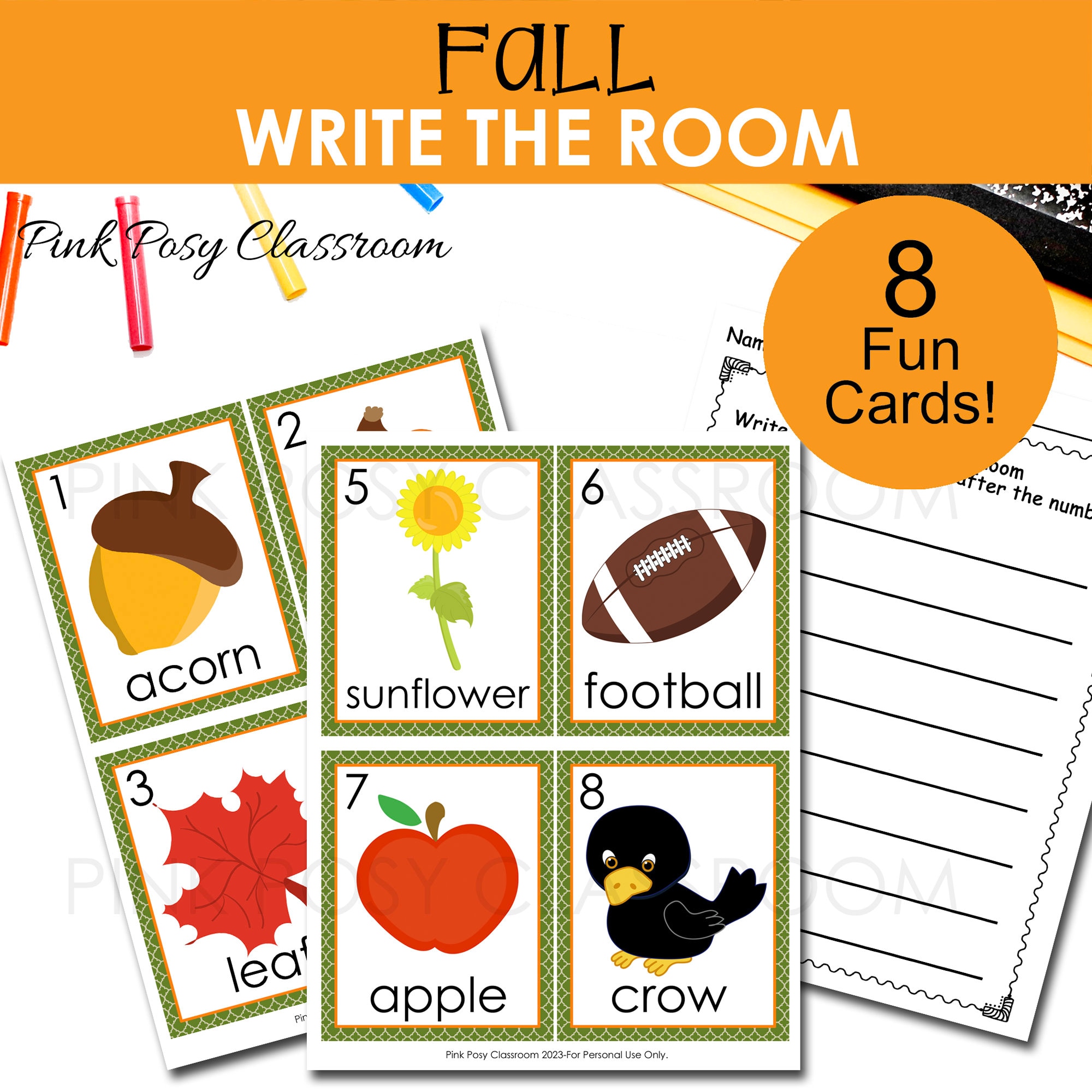 Fall Vocabulary Cards, Autumn Printable, Literacy Center, Writing ...