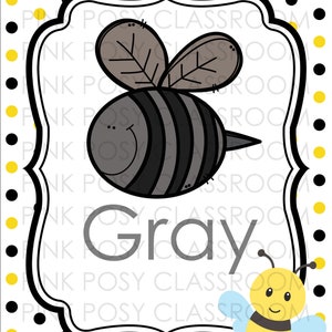 Bee Color Posters, Classroom Decor, Colors Recognition, Printable Color ...