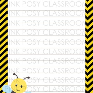 Bee Writing Paper, Bee Printable Paper, Bee Stationery, Bee Lined Paper ...