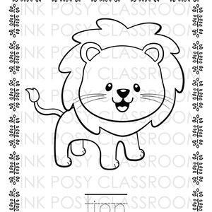 Jungle Animals Coloring Pages, Color Trace the Word, Safari Animals ...