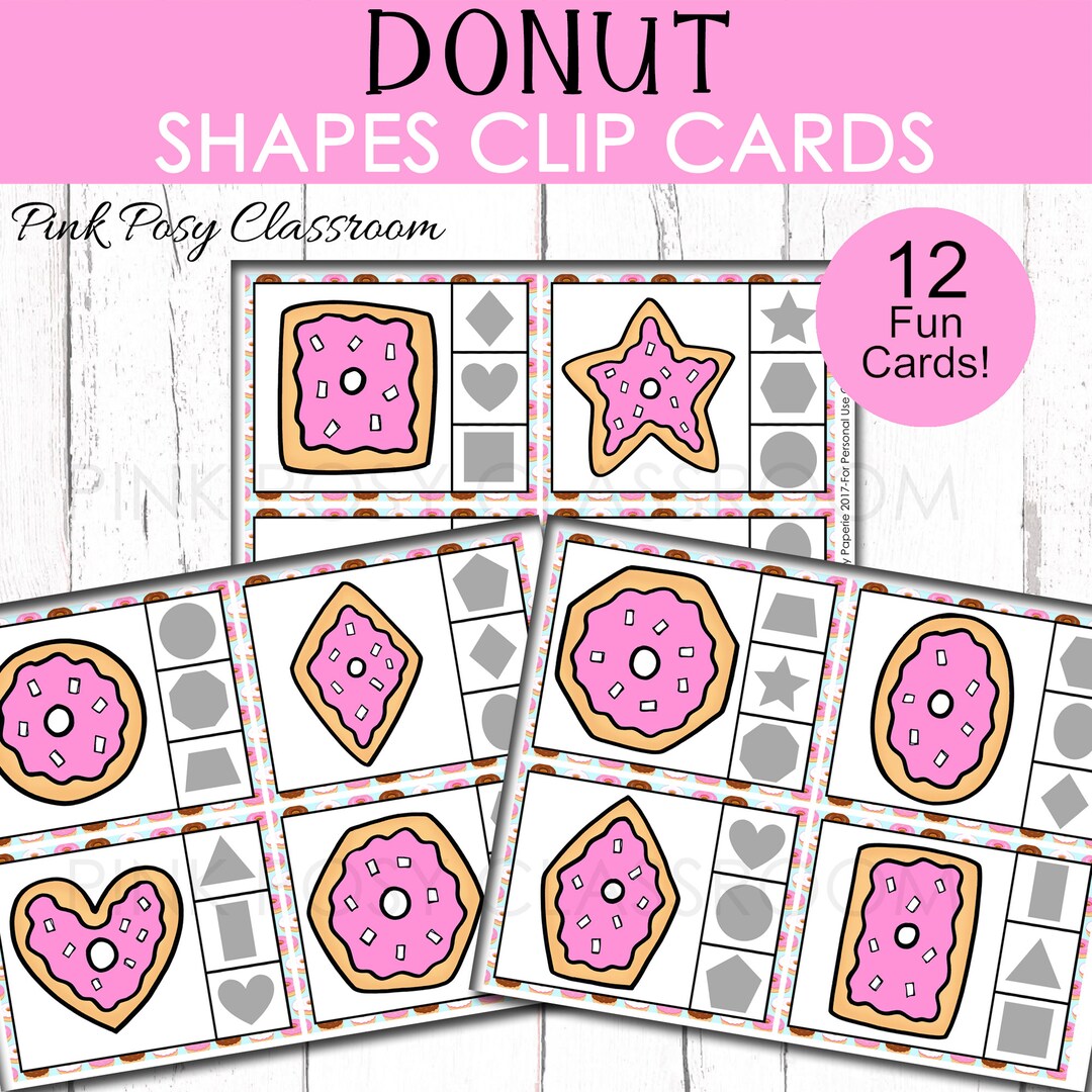 2D Shapes Flashcards Donut Theme Donut Shapes Clip Cards - Etsy