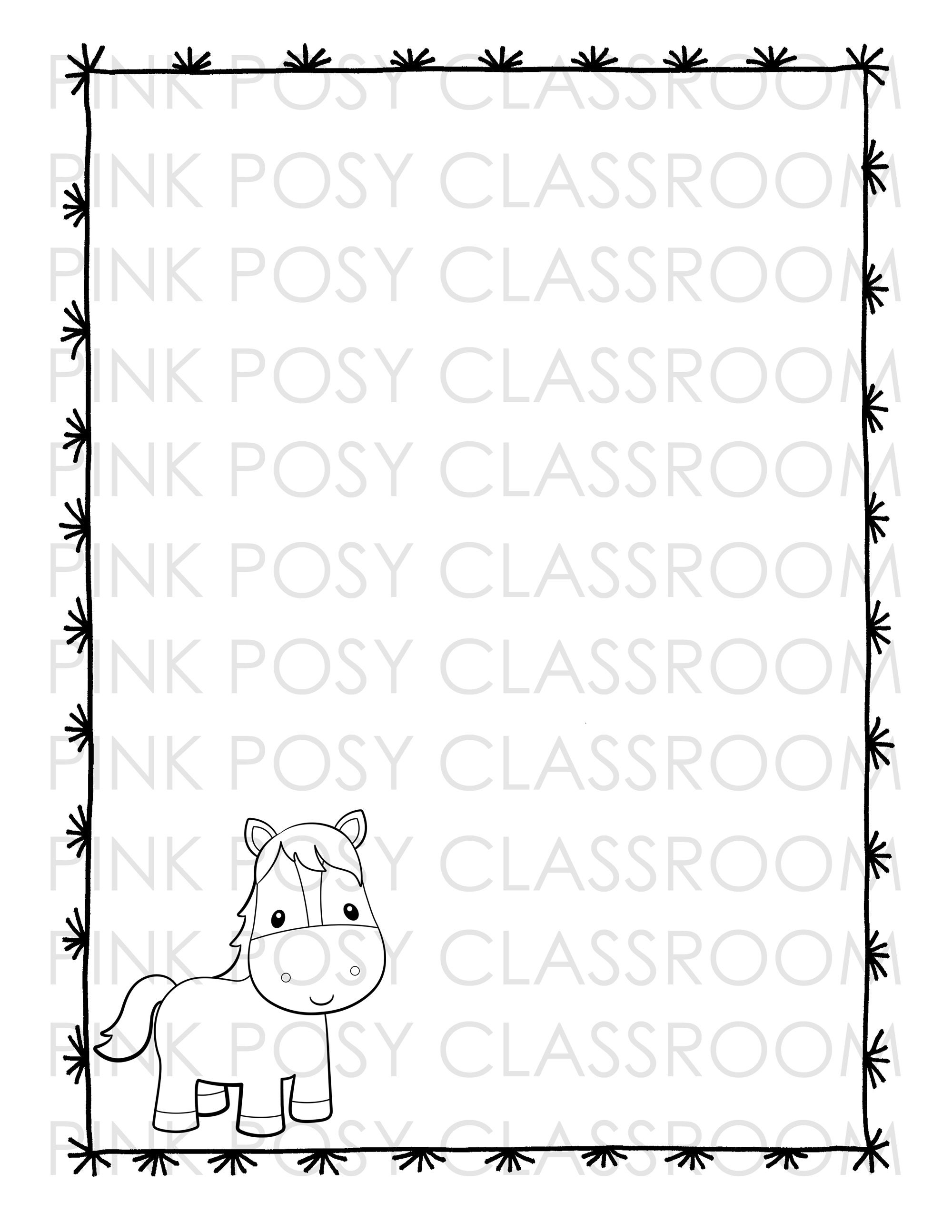 Farm Animals Writing Paper, Farm Animals Stationery, Printable Paper ...