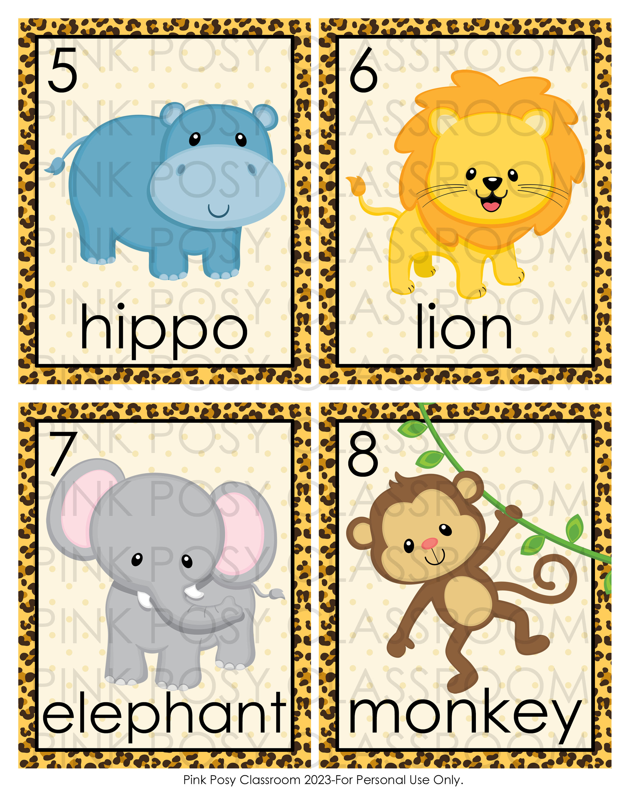 Jungle Animal Vocabulary Cards, Safari Printable, Literacy Center ...