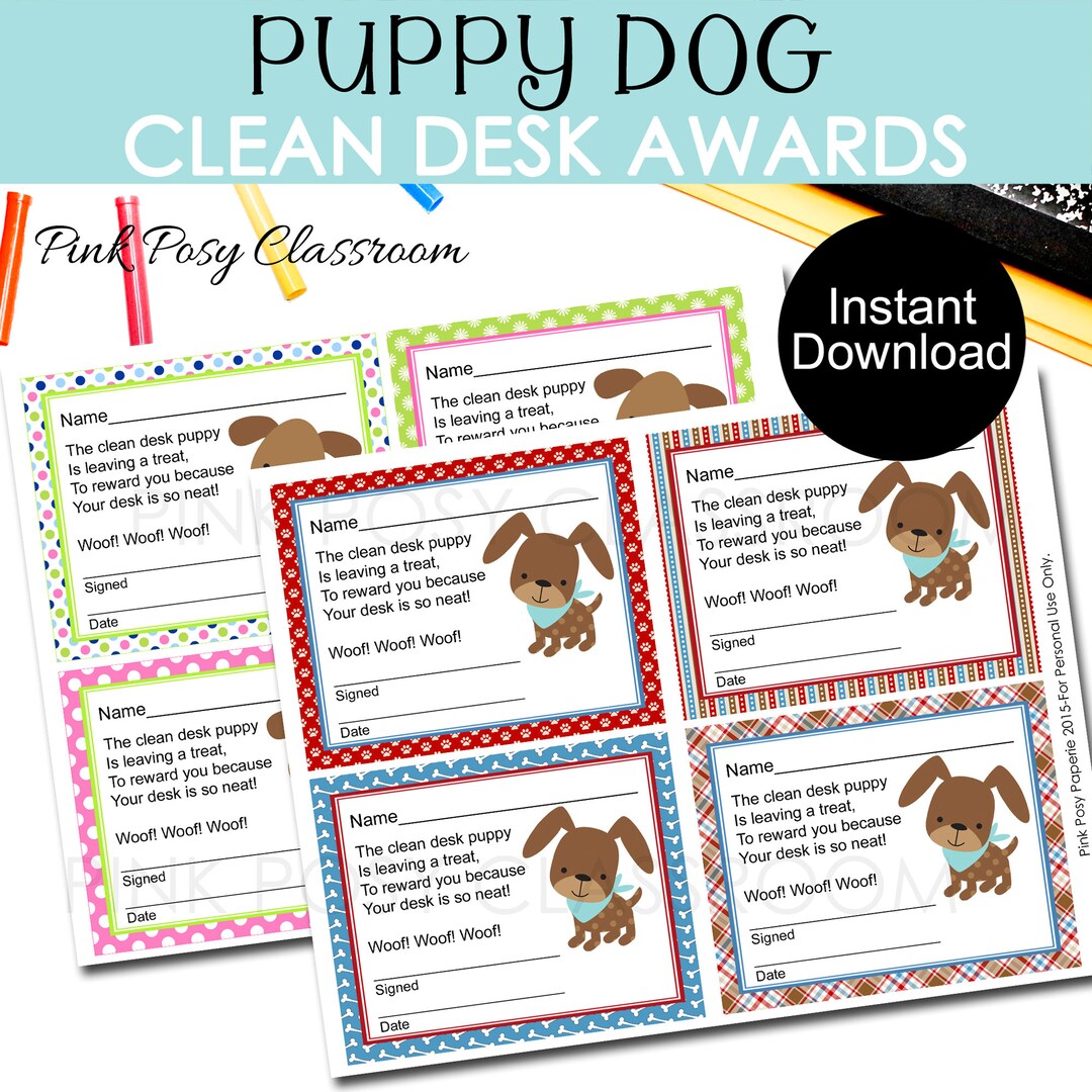 Dog Clean Desk Award, Classroom Managment, Behavior Management, Student ...