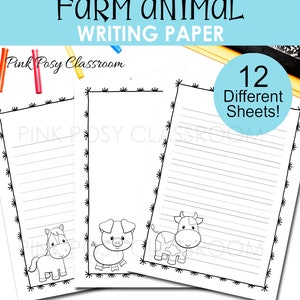 Farm Animals Writing Paper, Farm Animals Stationery, Printable Paper ...