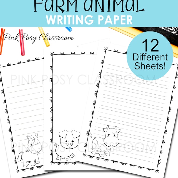Farm Animal Writing Pages - Etsy