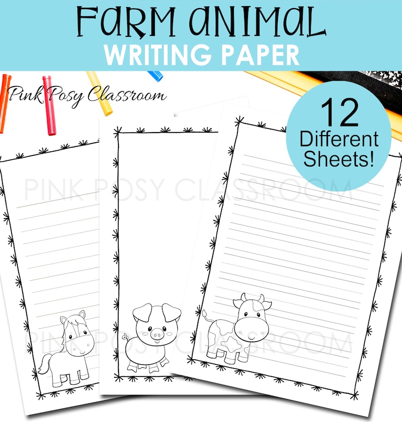 Farm Animals Writing Paper, Farm Animals Stationery, Printable Paper ...