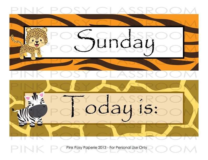 Jungle Calendar Set, Classroom Calendar Set, Classroom Decor, Safari ...