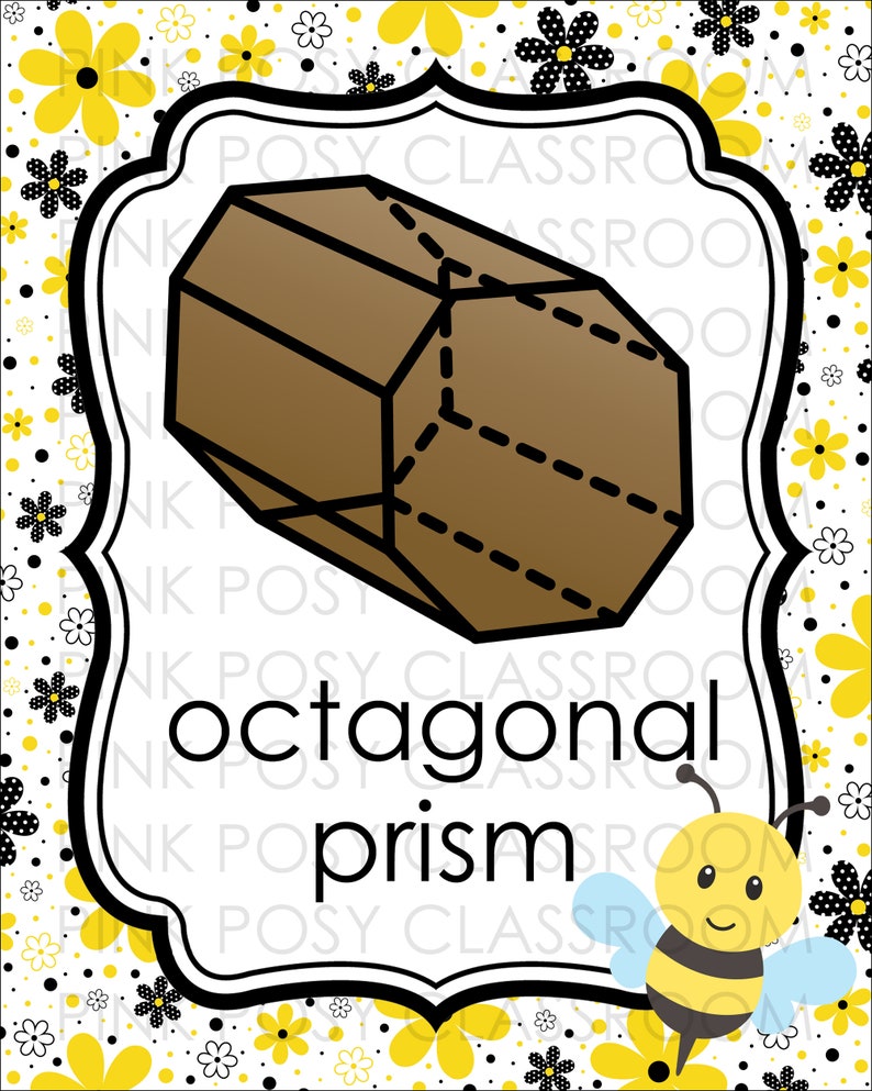 Bee Shape Posters, Classroom Decor, 3D Shape Posters, Printable Shape ...